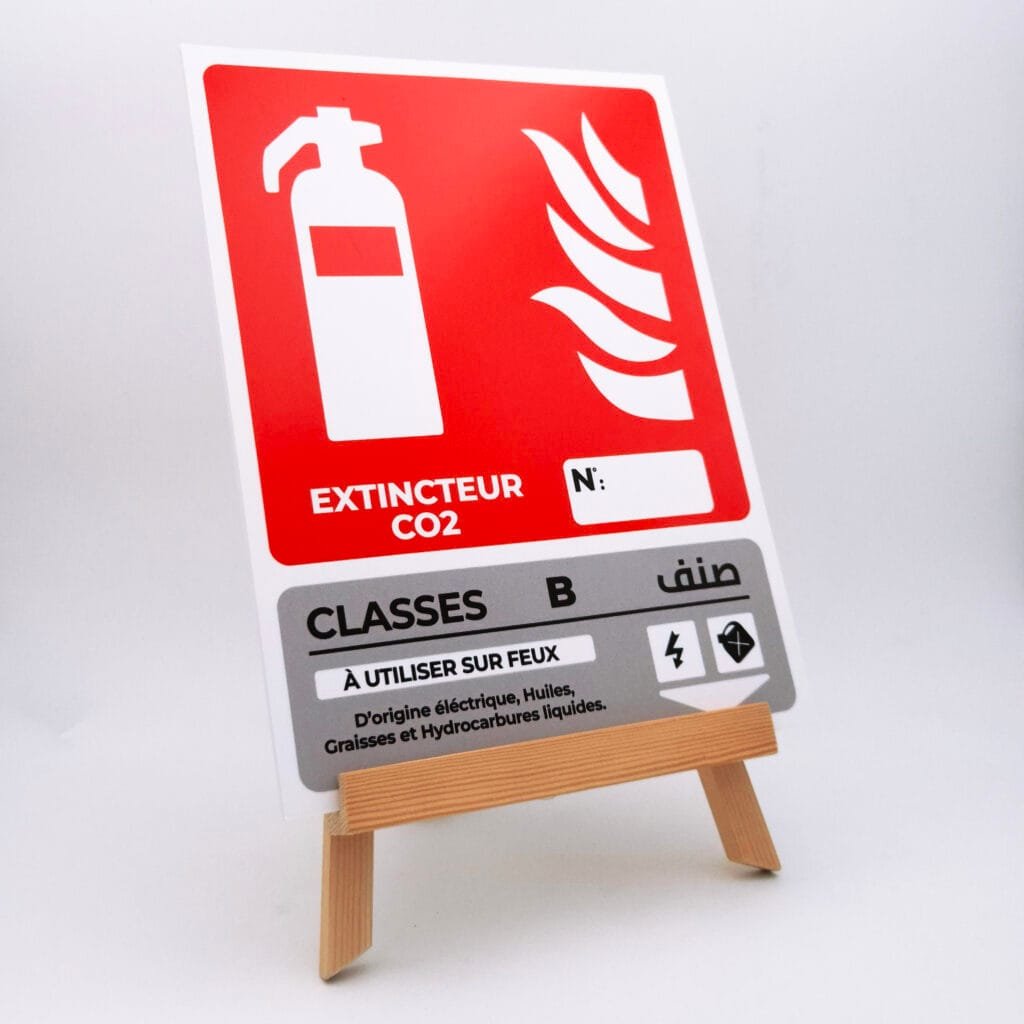 Plaque extincteur CO₂ Classe B – ISO 7010 | Signalétique Tunisie